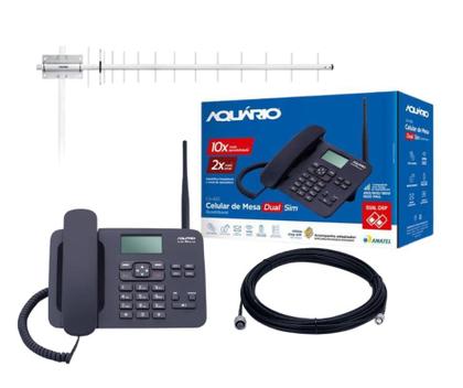 Kit Cel Rural Dual Chip Ca-42S com Antena Externa e Cabo 15M - Aquario ...