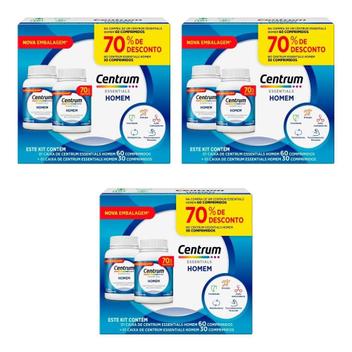 Kit Centrum Essentials Homem Com 3 Promopacks De 90 Comprimidos Cada - Multivitamínico ...