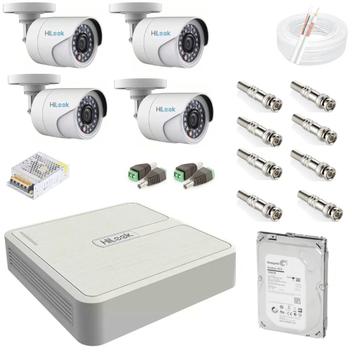 KIT Cftv 4 Cameras Completo HD 720P 1 Mega Hilook/Hikvision C/HD de 500 ...