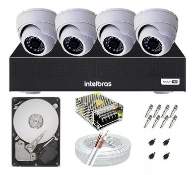 Kit Cftv 4 Câmeras Segurança Dome Hd Dvr Mhdx 1104 Intelbras ...