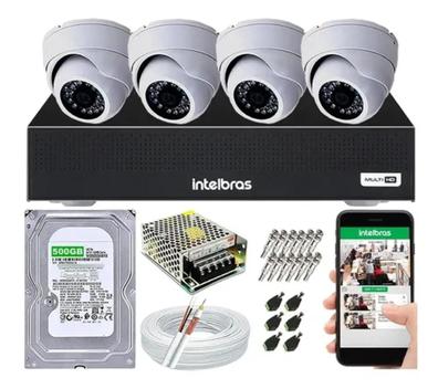 Kit Cftv 4 Câmeras Segurança Dome Ir Dvr Mhdx 1104 Intelbras ...