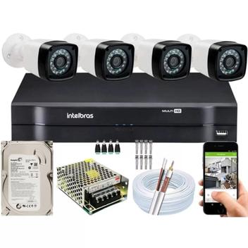Kit Cftv 4 Cameras Segurança Hd Dvr Intelbras 4ch com hd 500GB ...