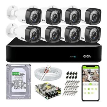 Kit Cftv 8 Câmeras Giga Security Ir20 E Dvr 8 Canais Com Hd - Gravador ...