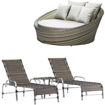 Kit - Chaise em Alumínio com 2 Espreguiçadeiras Catar Reguláveis com ...