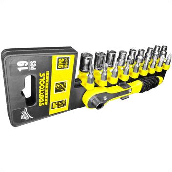 Kit Chave Catraca 19 Peças Soquetes e Bits Completo para Reparos ...