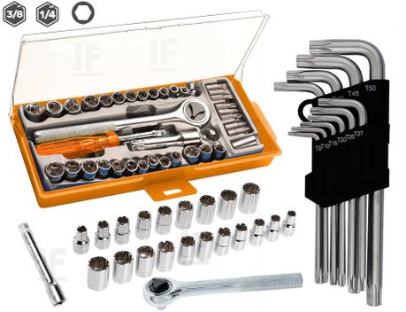 Kit Chave Torx T9 A T50 10 Pçs + Jogo Soquete Catraca 40 Pçs - Sparta ...