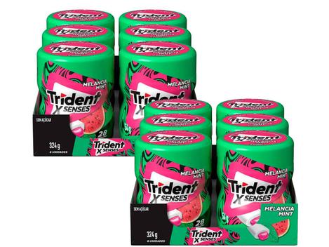 Kit Chiclete Trident X Senses Melância - Display de Garrafa 12 Unidades ...