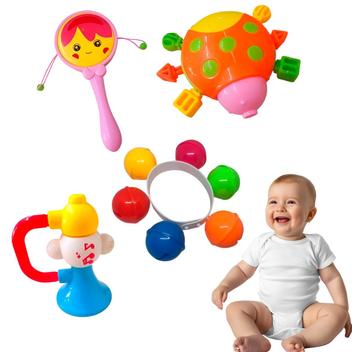 Kit Chocalho Brinquedo Infantil Interativo Divertido Bebê Criança ...