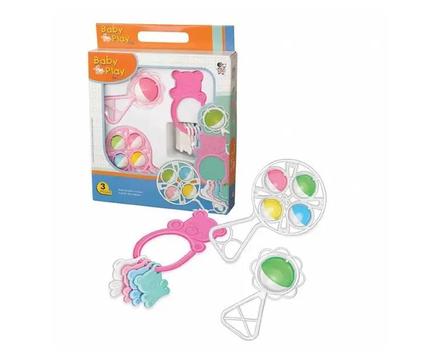 Kit Chocalhos Baby Play Set 3 Chocalhos ROSA - Pica pau - Chocalho para ...