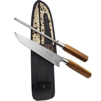 Kit Churrasco Gaúcho Faca 8'' Aço Carbono Chaira E Bainha - Coqueiro ...