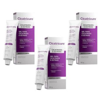 Kit Cicatricure Gel Cicatrizes E Estrias Com 3 Unidades De 60g Cada ...