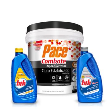 Kit Cloro Combate 10kg Clarificante Maxfloc 1L Redutor de Alcalinidade e pH 1L HTH Piscinas ...
