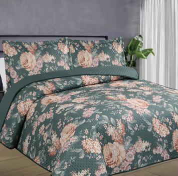 Kit Cobre Leito Casal Queen King Violeta Dupla Face 200 Fios Colcha de ...