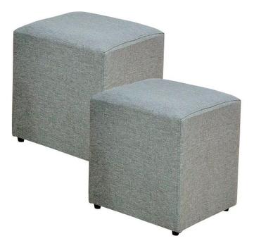 Kit Com 02 Puffs E Box Suede Cinza 50x35x35 - E Box Móveis - Puffs ...