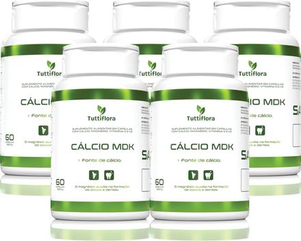 Kit Com 05 - Cálcio Mdk (Cálcio, Magnésio, Vitamina D e K2) 60 Capsulas ...
