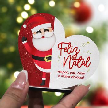 Kit com 10 Enfeites de Natal em Formato de Coração Decoração em MDF ...