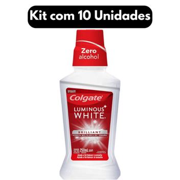 Kit com 10 Enxaguante Bucal Colgate Luminous White 250ml - Antisséptico ...