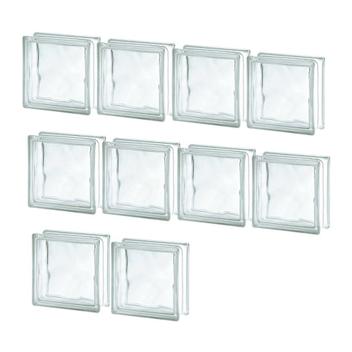 Kit com 10 unidades Bloco de Vidro Ondulado Transparente 19x19x8cm ...