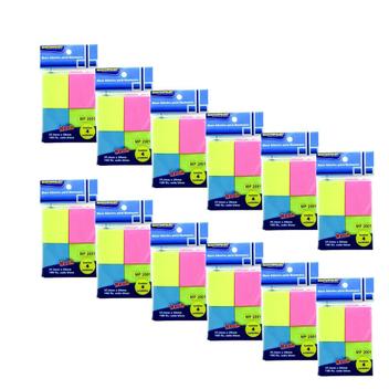 Kit com 12 pacotes Bloco Adesivo Colorido 37,5x50mm com 4 Blocos 100 ...