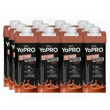 Kit com 12 Yopro Chocolate 15g De Proteínas 250ml - Danone - Bebida ...