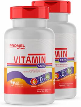 Kit Com 2 Vitamin Promel Vit C, D e Zinco 60 Caps de 750mg ...