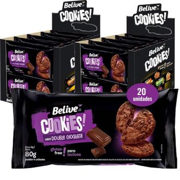 Kit Com 20Und Cookie Belive Double Chocolate Zero Gluten 80G - Cookies ...