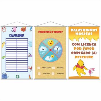 Kit Com 3 Banners Escolares Para Educação Infantil 120X65Cm - Plimshop ...