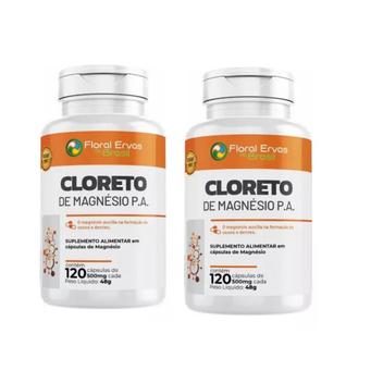KIT COM 3 Cloreto De Magnésio Pa 120 Cápsulas Floral Ervas - Cloreto de Magnésio / Magnésio ...