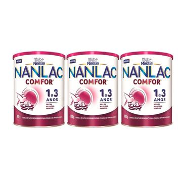 Kit com 3 Nanlac Comfor 1 A 3 Anos 800g - NESTLE - Fórmula Infantil ...