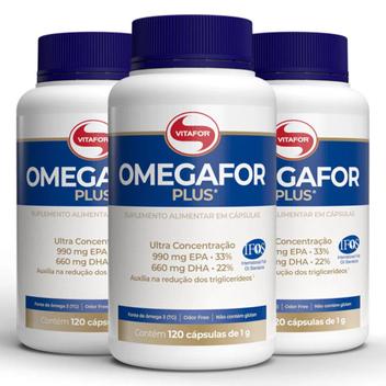 Kit com 3 Omegafor Plus Vitafor 120 Cápsulas Ômega 3 Dha 660mg Epa ...