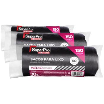 Kit com 3 pacotes Saco De Lixo 150L SuperPro 50un Cada - Saco de Lixo ...