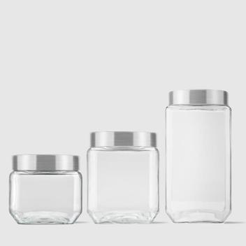 Kit com 3 Potes Quadrados Collection Invicta - Porta mantimentos ...