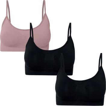 Kit Com 3 Sutiãs Top Fitness Nadador Sem Costura Sem Bojo Em Microfibra ...