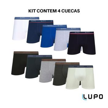 Kit Com 4 Cuecas Boxer Box Lupo Cuecas Box Malha Algodão Cotton - Cueca ...
