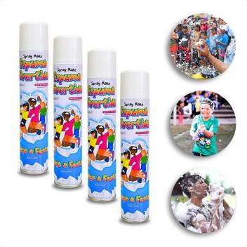 Kit Com 4 Espumas Neve Spray Carnaval Pegadinha Artificial Espuminha ...
