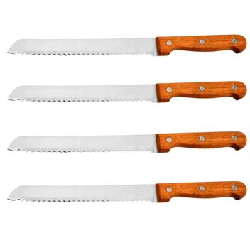 Kit Com 4 Facas De Serra Inox Grande Para Cortar Pão 8'' - Original ...