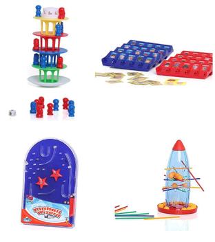 Kit Com 4 Mini Jogos de Viagem - Dican - Puxa Palito - Torre Que Kai - Quem Sou Eu - Pinball ...