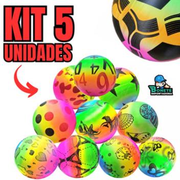 Kit com 5 Bolas Infantis Coloridas Neon - Cores e Desenhos Variados ...