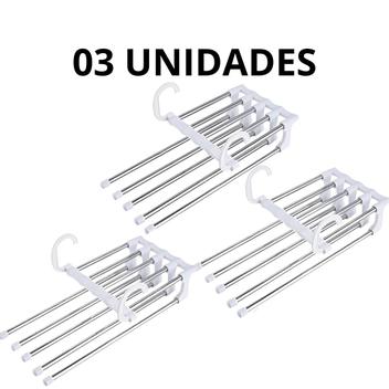 Kit com 5 Cabides de Calça em Inox Multifuncional e Dobrável Organiza ...