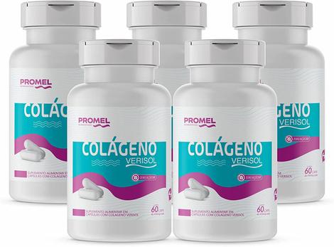 Kit Com 5 Colágeno Verisol 60 Cápsulas de 450mg Promel - Colágeno ...