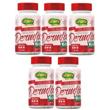 Kit Com 5 Colágenos Com Vitaminas Dermfix 60 Cápsulas - Unilife ...