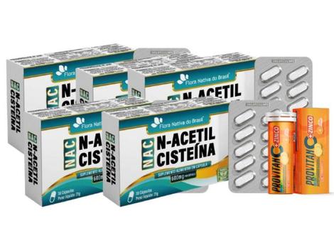 Kit com 5 N@c N - Acetilcisteín@ 600mg 30 Caps - Flora Nativa - Flora ...