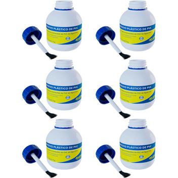 Kit Com 6 Cola Adesivo Plástico Pvc Em Frasco Com Pincel 75G - Akato ...