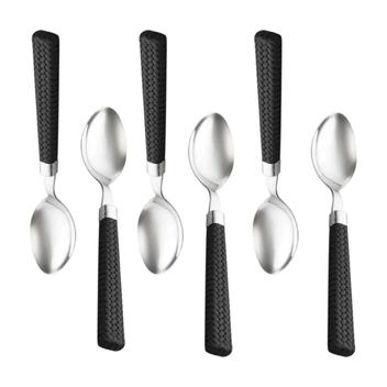 Kit com 6 Colher de Aço Inox com Cabo Plástico Rattan Preto - LYOR ...