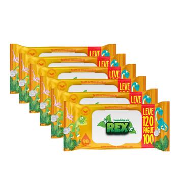 Kit Com 6 Lenço Umedecido Turminha Do Rex Leve 120 Pague 100 Unidades ...