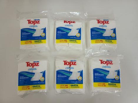 Kit com 6 pacotes de Algodões quadrados Dupla Face Topz 100 un ...