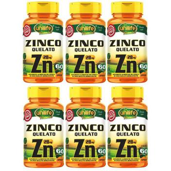 Kit Com 6 Zinco Quelato Zn 60 Cápsulas 28Mg Unilife - Zinco - Magazine ...