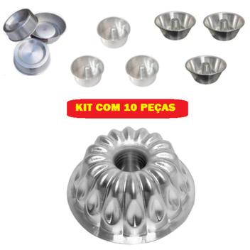 Kit Com 9 Mini Forminhas Para Mini Bolos + 1 Forma Suíça Gota Para Bolo ...