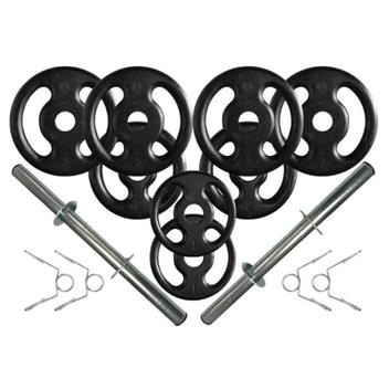 Kit com Barras de Halteres e Anilhas de Ferro Fundido - 18 Kg - BOX ...