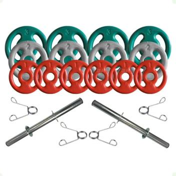 Kit com Barras de Halteres e Anilhas Emborrachadas - 20 Peças - BOX ...